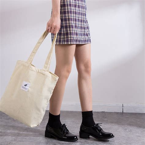 Casual Opvouwbare Corduroy Boodschappentas Eco Vri Grandado