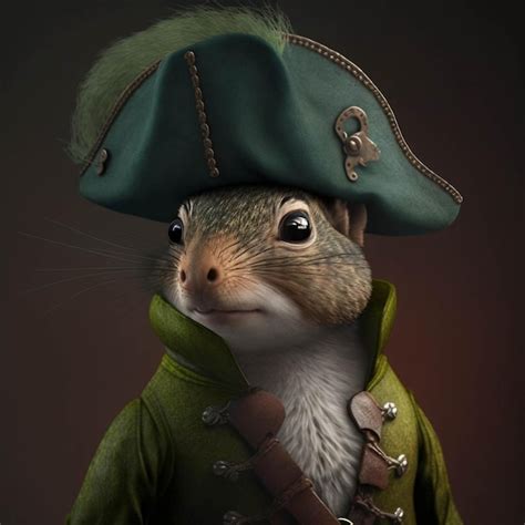 Premium Ai Image There Is A Squirrel Wearing A Green Hat And Green