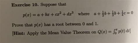 Solved Exercise 10 Suppose That P X A Bx Cx2 Dx3 Where Chegg Com