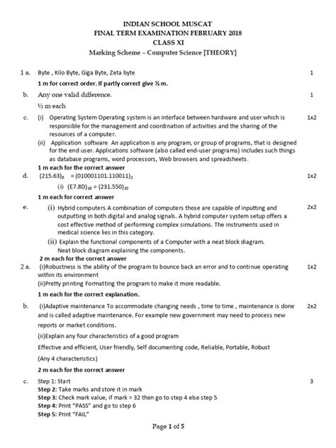 Class Xi Computer Science Ms Final Term Examination Pdf Computer Program Programming