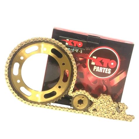 Kit Piñón Trasero Kto Con Cadena Honda Nxr125 Bros Dorado Mis