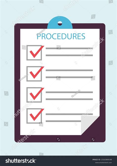 Procedures Plan Document Checklist Checkmark Document Stock Vector