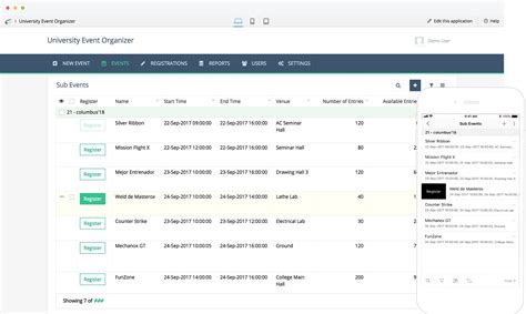 University Event Management Software Customizable Event Tracking App