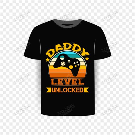 게임 T 셔츠 디자인 아빠 레벨 잠금 해제 타이포그래피 비디오 게임 T 셔츠 디자인 Png 일러스트 무료 다운로드 Lovepik