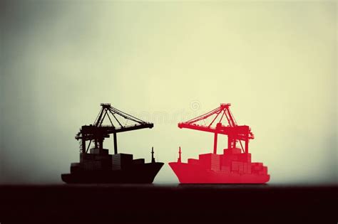 Intermodal Containers Representing International Trade And Trade War On World Map Stock