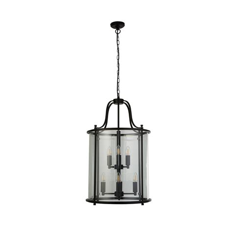 Lantern Grande Pendant Light Blackclear Glass E14 Uk