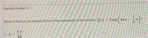 Solved Question Number 4 Which Of These Is An Equation Of Chegg Com