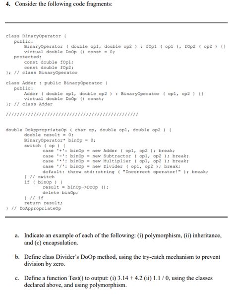 Solved 4 Consider The Following Code Fragments Class