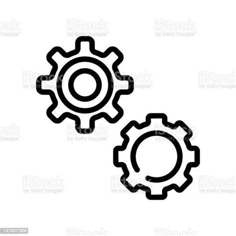 기어 라인 아이콘입니다 설정 렌치 돋보기 지침 웹 사이트 엔지니어링 건설 기술 개념입니다 비즈니스 및 광고에 대 한 흰색 배경에 벡터 선 아이콘 기술에 대한 스톡 벡터 아트