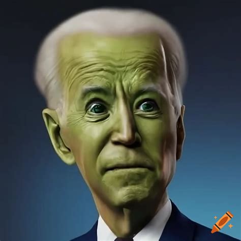 Humorous Depiction Of An Alien Meeting Joe Biden On Craiyon