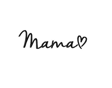 Digital Download Embroidery Mama With Heart Cursive 4x4 5x7 7x5 Machine