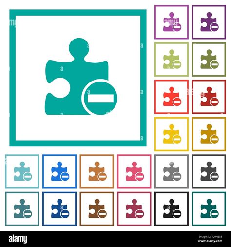 Remove Plugin Flat Color Icons With Quadrant Frames On White Background Stock Vector Image And Art