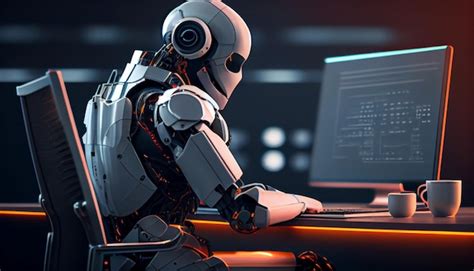 Premium Ai Image Automation Worker Concept With 3d Rendering Cyborg