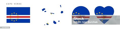 다른 모양의 카보 베르데 플래그 아이콘 세트 플랫 벡터 일러스트 레이 션 공휴일에 대한 스톡 벡터 아트 및 기타 이미지