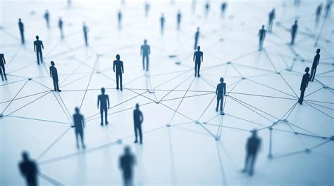 Social Network Concept Featuring Human Figures Connected By Glowing Lines Symbolizing