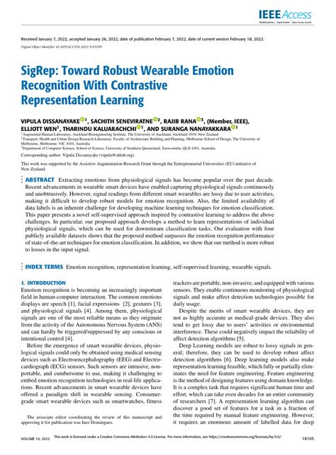 Pdf Sigrep Toward Robust Wearable Emotion Recognition With