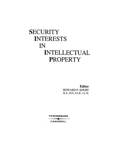 Howard Knopf Chapter 1 Security Interests Ip 2002 Pdf