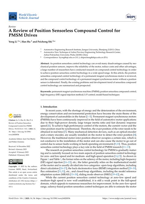 Pdf A Review Of Position Sensorless Compound Control For Pmsm Drives