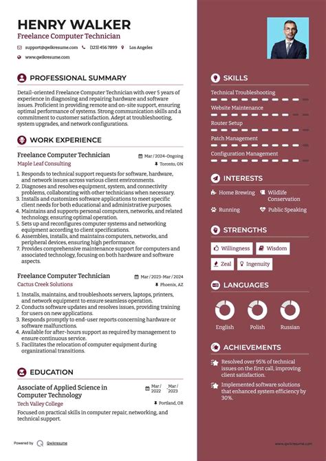 10 Freelance Computer Technician Resume Samples And Templates For 2025