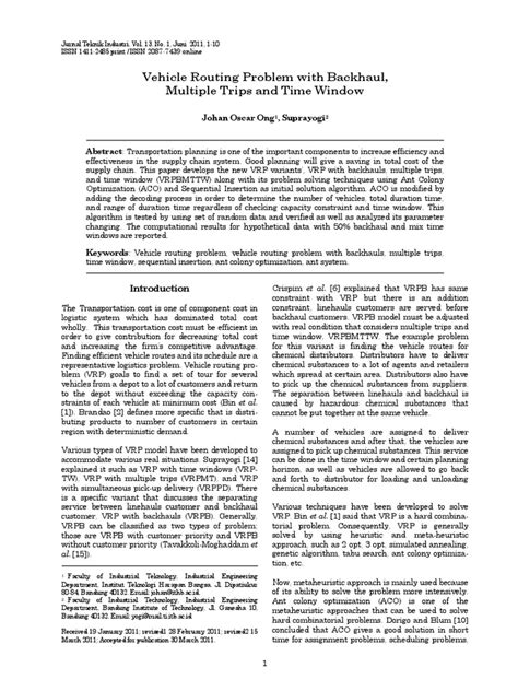 Vehicle Routing Problem Pdf Metaheuristic Applied Mathematics
