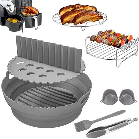 9 Pcs Premium Ninja Air Fryer Accessories Collapsible Round Silicone