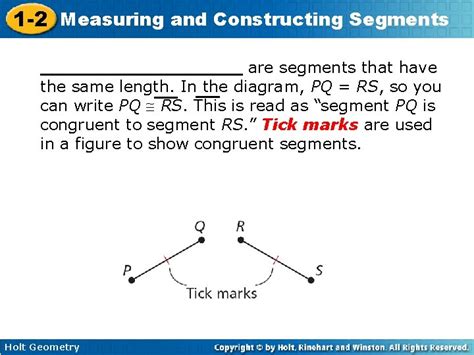 1 2 Measuring And Constructing Segments Section 1