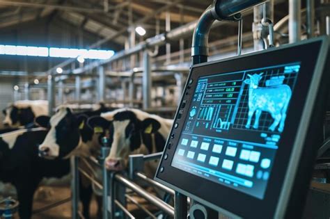 A Hightech Cow Farm Managed By Artificial Intelligence Dashboard With Phrase Ai And Cows