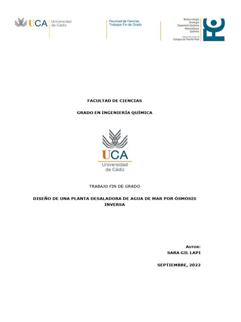Tfg Sara Gil Lapi Pdf Desalinización Agua