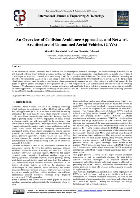 Pdf An Overview Of Collision Avoidance Approaches And Network