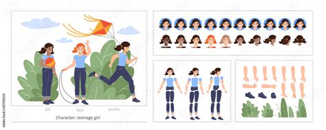 Constructor Or Character Creation Kit Girl A Set For Creating A Character In Front Profile