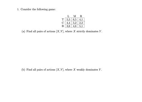 Solved Consider The Following Gamea ﻿find All Pairs Of