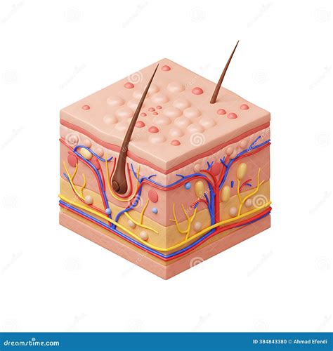 Detailed 3d Model Of Human Skin Cross Section Illustrating Hair Follicle Epidermis Dermis And