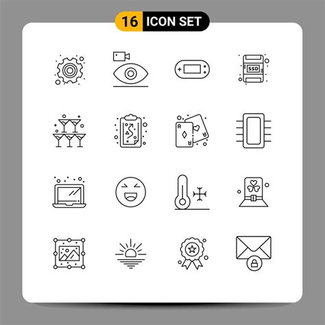 16 Universal Outlines Set For Web And Mobile Applications Love Ssd Media Memory Card Psp