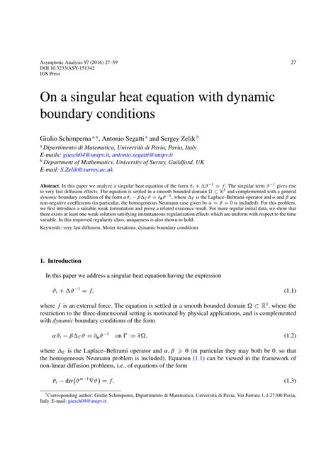 Pdf On A Singular Heat Equation With Dynamic Boundary Conditions