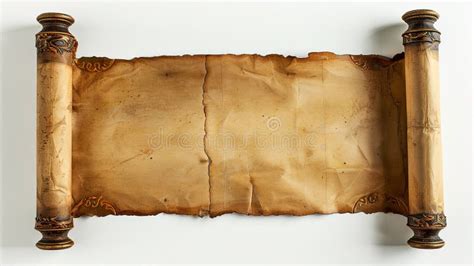Old Blank Parchment Scroll On White Background Concept Of History Ancient Manuscript Vintage