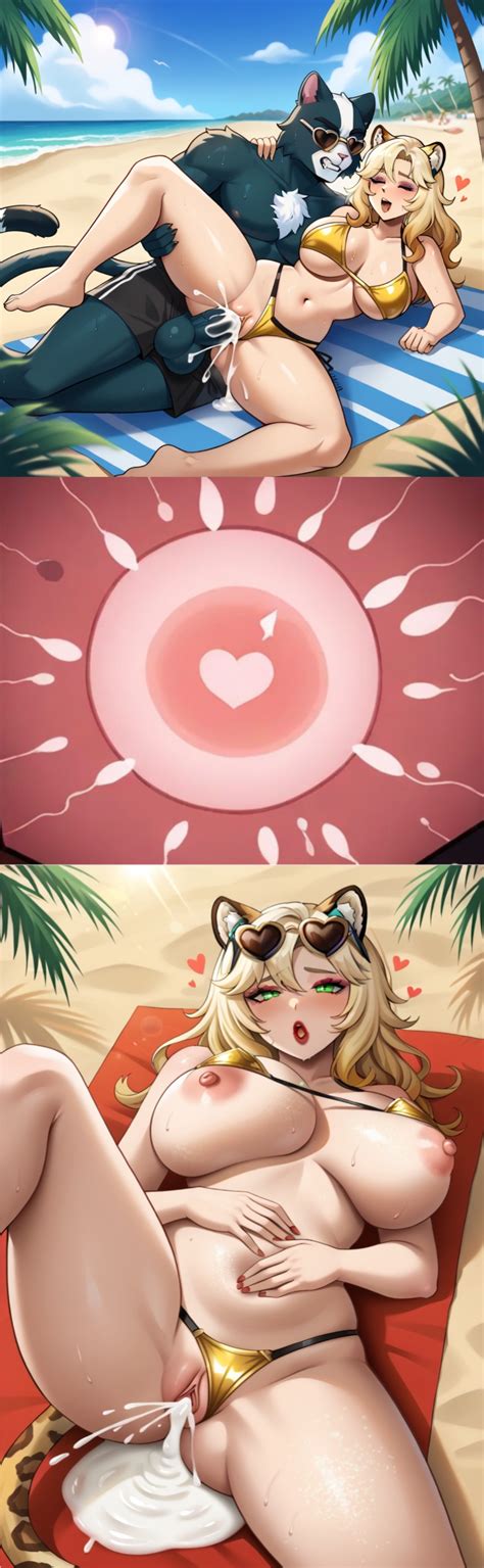 Rule 34 After Sex Ai Generated Avocato Beach Big Breasts Big Penis Bikini Cum In Pussy