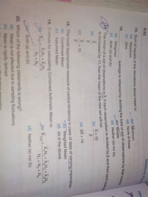 Formula For Calculating Combined Arithmetic Mean Is Filo