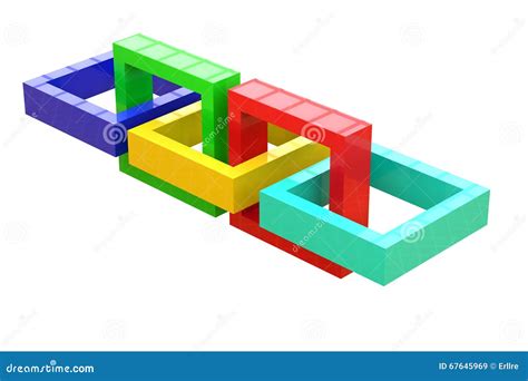 Three Dimensional Linked Squares Stock Illustration Illustration Of