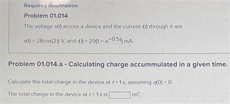 Solved Required InformationProblem The Voltage V T Chegg Com