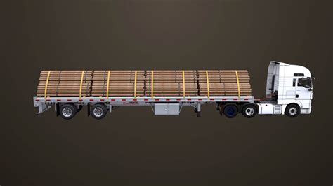 Heavy Truck 04 Flatbed Load Trailer Pbr 3d Model By Eight Vertex