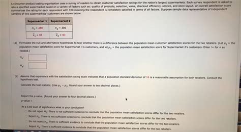 Solved A Consumer Product Testing Organization Uses A Survey
