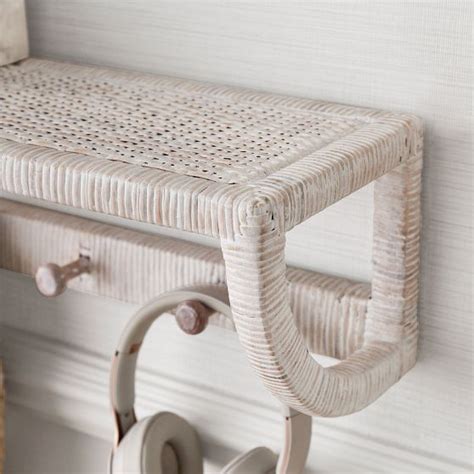 Whitewash Coastal Rattan Shelf Pottery Barn Teen