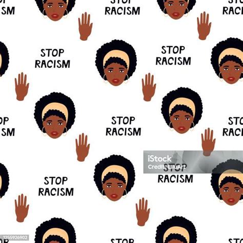 인종차별주의의 원활한 패턴을 중지합니다 아프리카계 미국인 여성 폭력 차별에 항의합니다 권리를 위해 싸우십시오 아프리카계 미국
