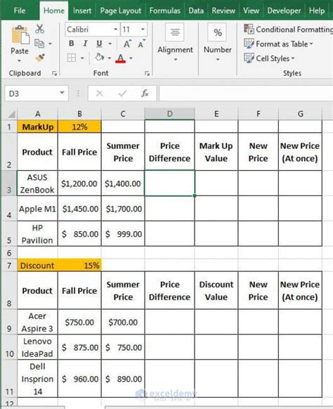 how do you calculate percentage increase or decrease in excel