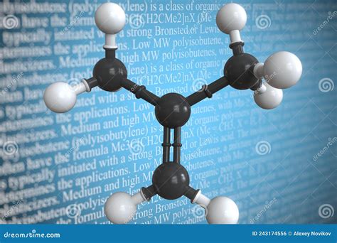 Molecular Model Of Polyisobutylene 3d Rendering Stock Illustration Illustration Of