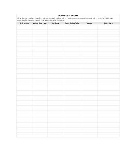 Free Printable Action Item Templates [excel Word] Meeting