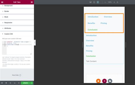 Horizontal Tab Titles On Mobile In Css And Elementor Velvetmade