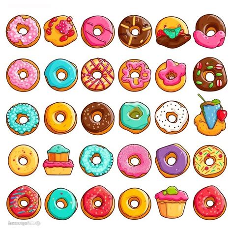 Premium Ai Image Donut Clip Art Vector Flat