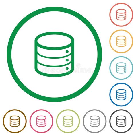 Database Outlined Flat Icons Stock Vector Illustration Of Button Rows 107766414