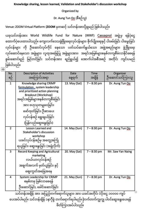 အစိမ်းရောင်လမ်း အရင်းအမြစ်များ စနစ်တကျ စီမံလာနိုင်စေရန် စွမ်းဆောင်ရည်မြှင့်တင်ခြင်း သင်တန်း